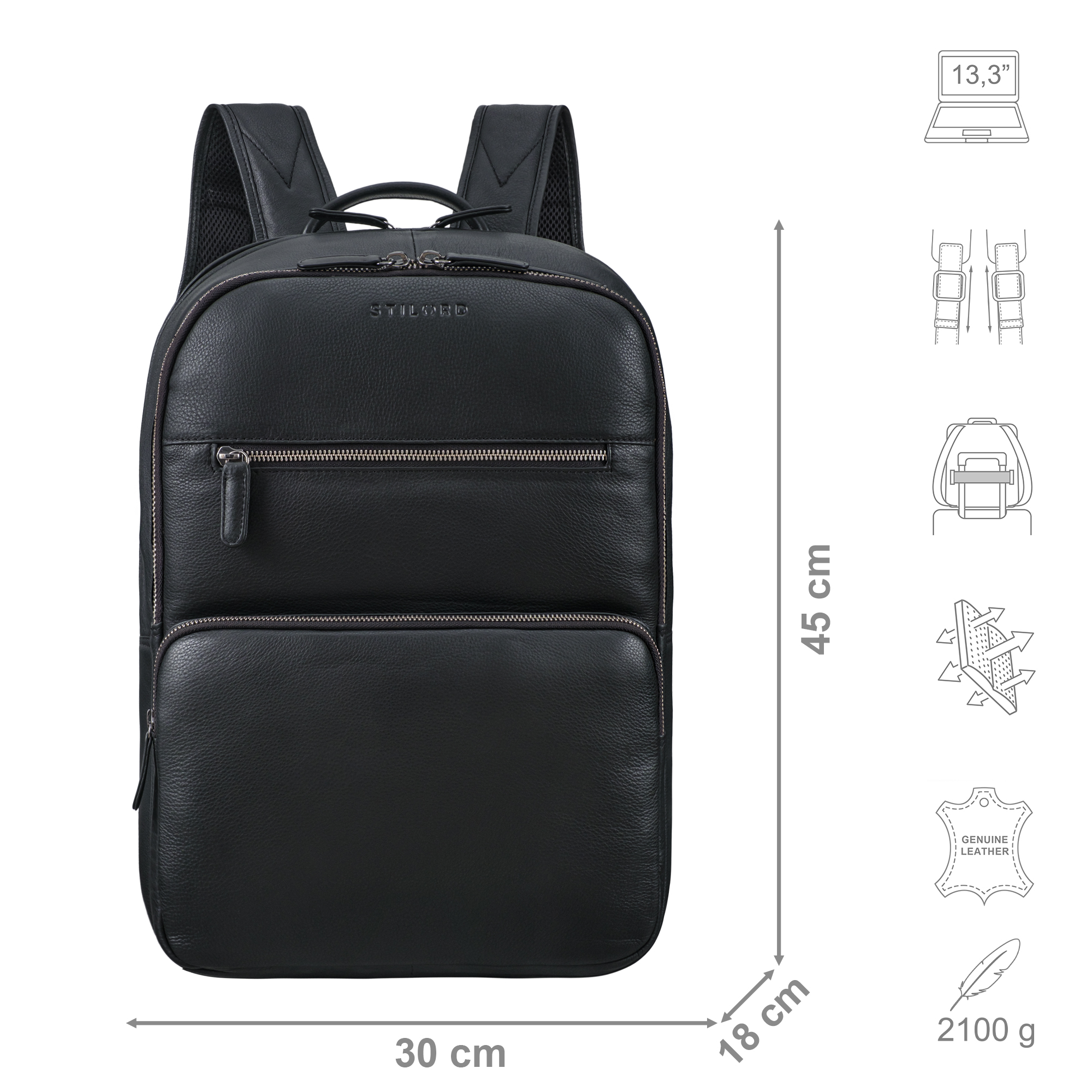 "Albus" Spazioso Zaino Porta PC Pelle | STILORD